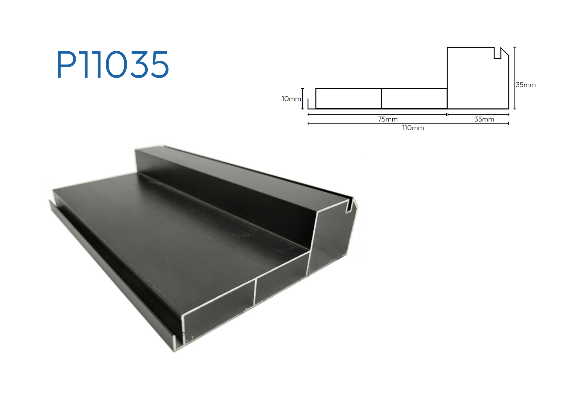 PS 11035 PERFIL ALUMINIO PASAMENSAJES NEGRO 1mtr - Fervicom Productos ...