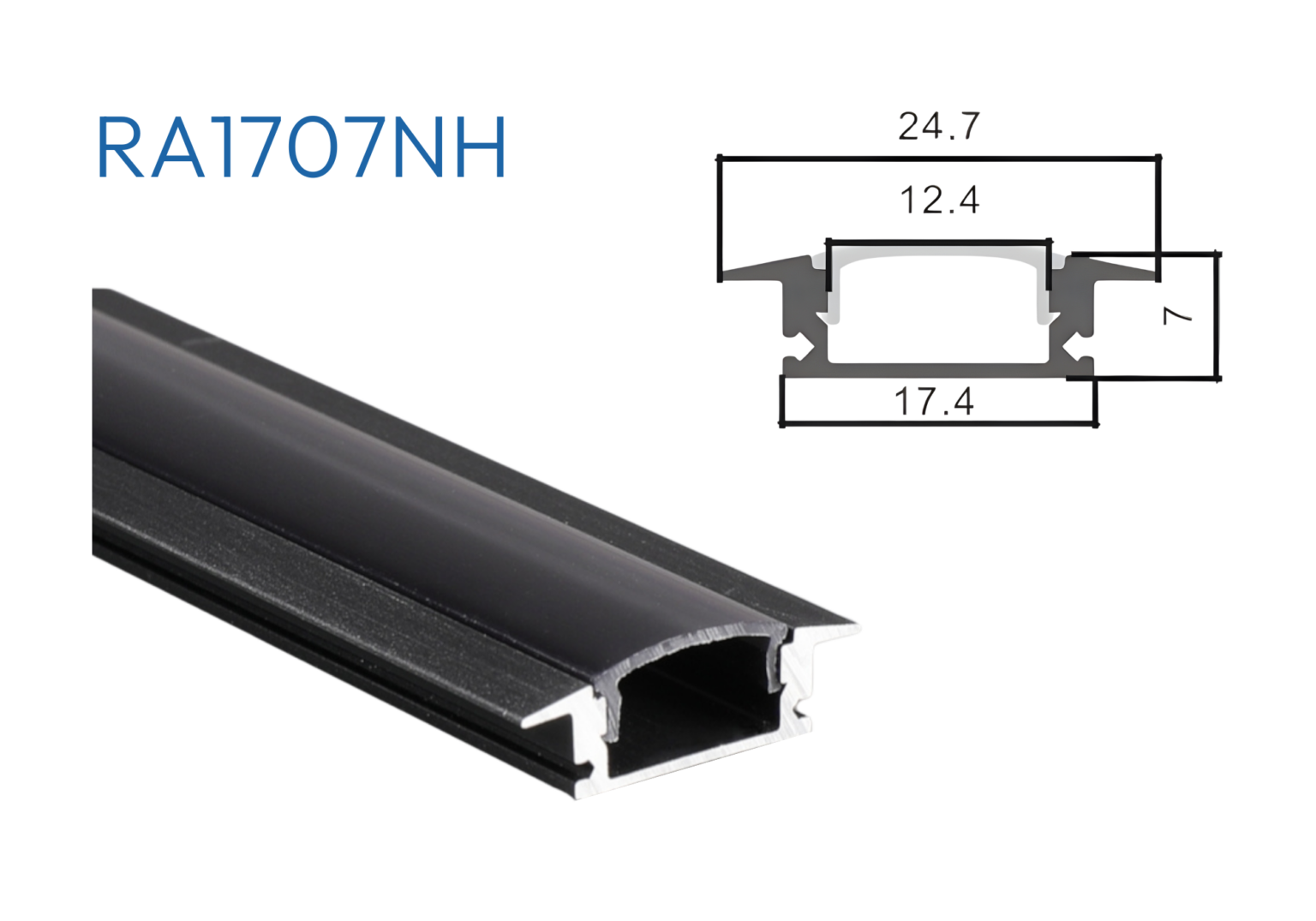 RA1707NH PERFIL DE ALUMINIO NEGRO DIFUSOR HUMO PROMO 1mtr - Fervicom ...