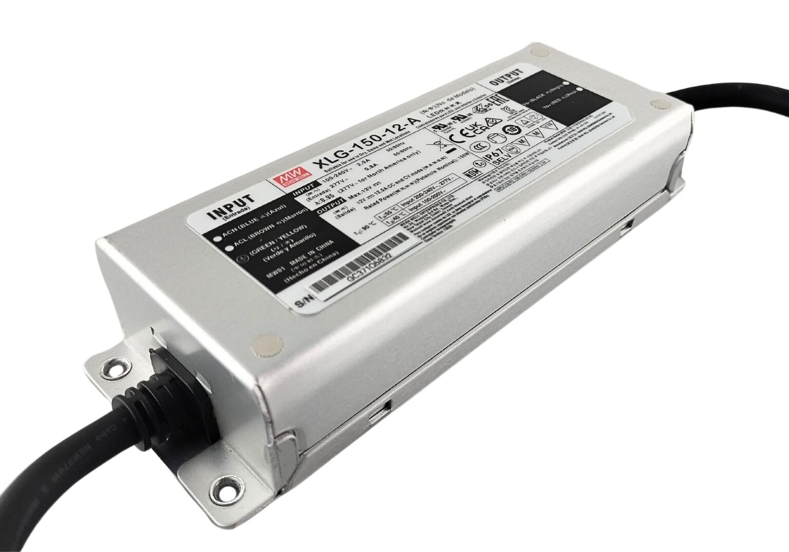 XLG-150-12-A FUENTE DRIVER LED 12V@12.5 Amp - Fervicom Productos LED ...