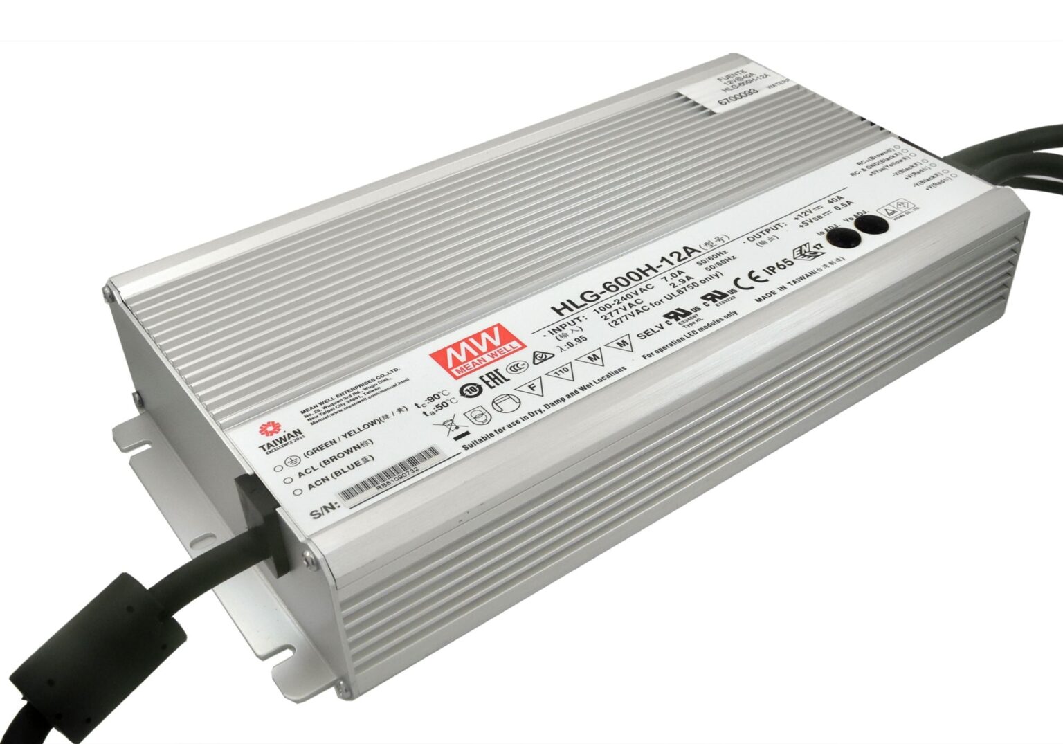 HLG-600H-12A IP65 MW 12V@40 Amp Driver LED - Fervicom Productos LED ...